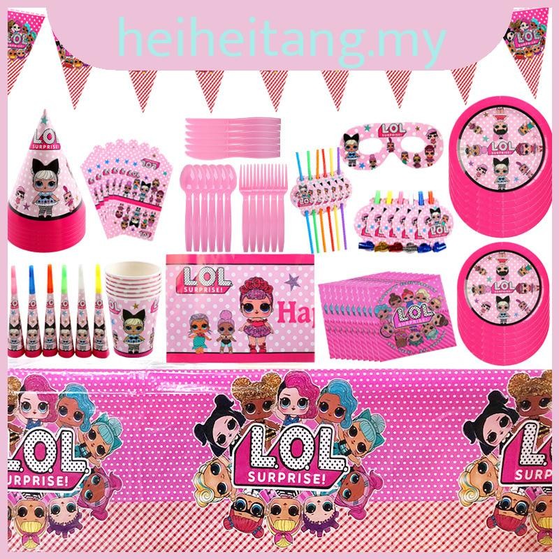 LOL Theme Party Supplies Birthday Decorations Banner Plates Kids Girls ...