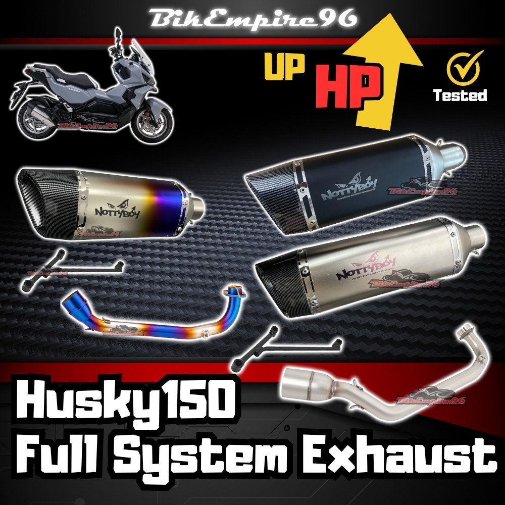 Husky150 Full System Exhaust Stainless Steel with Silencer Carbon Fiber ...