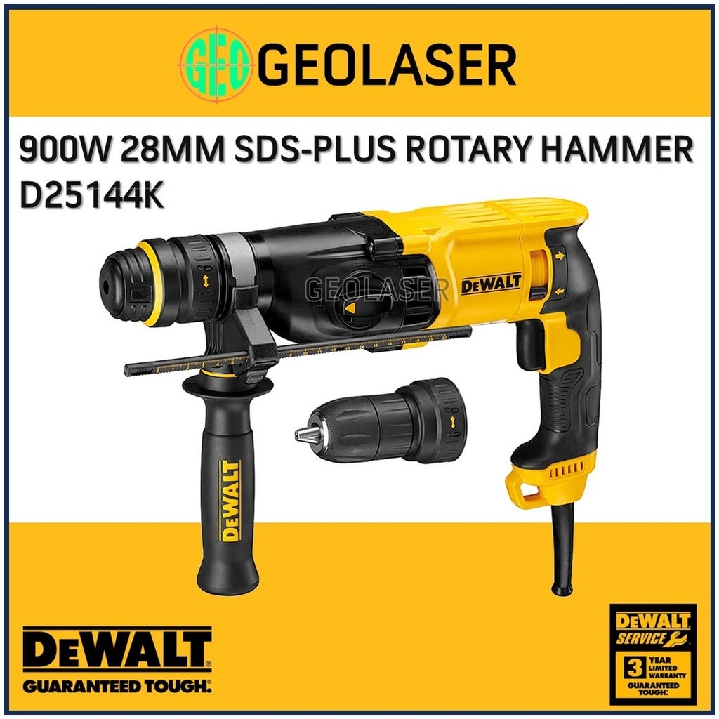 DeWalt D25144K 28mm 900W 3-Mode SDS-Plus Rotary Hammer Drill With Quick ...