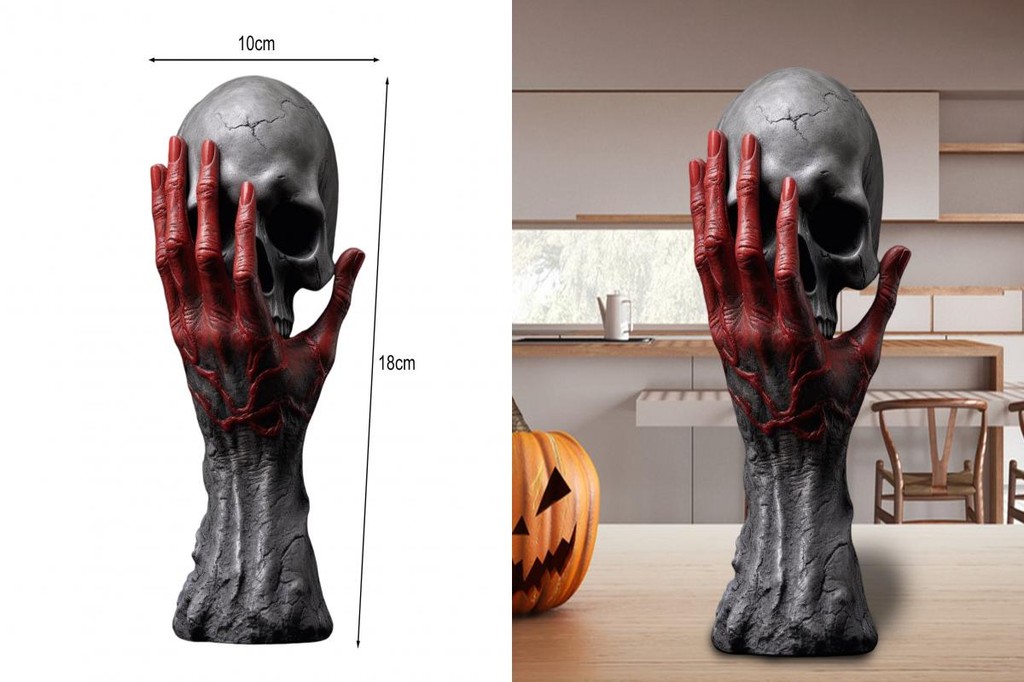 {doverywell} Chilling Halloween Statue Halloween Horror Skull Statue ...