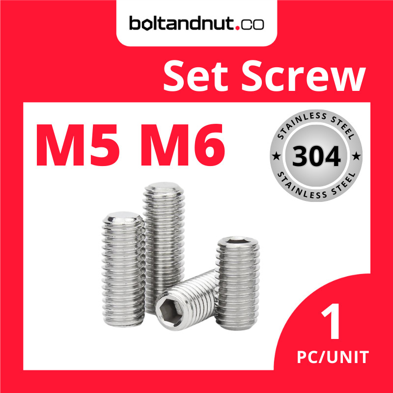 M5 M6 Hex Socket Set Screw / Grub Screw DIN916 | SUS 304 Stainless ...