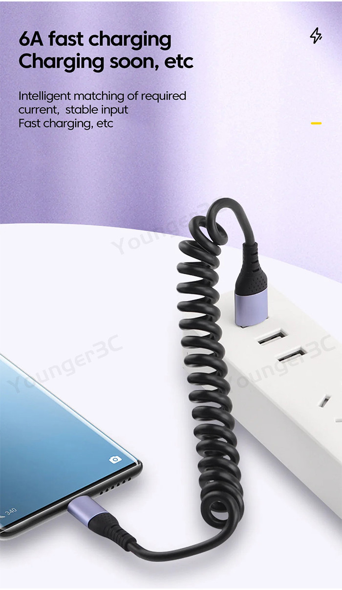 66W 6A Short Fast Charging Wire type c to type c Cable 25CM To 1M Car ...