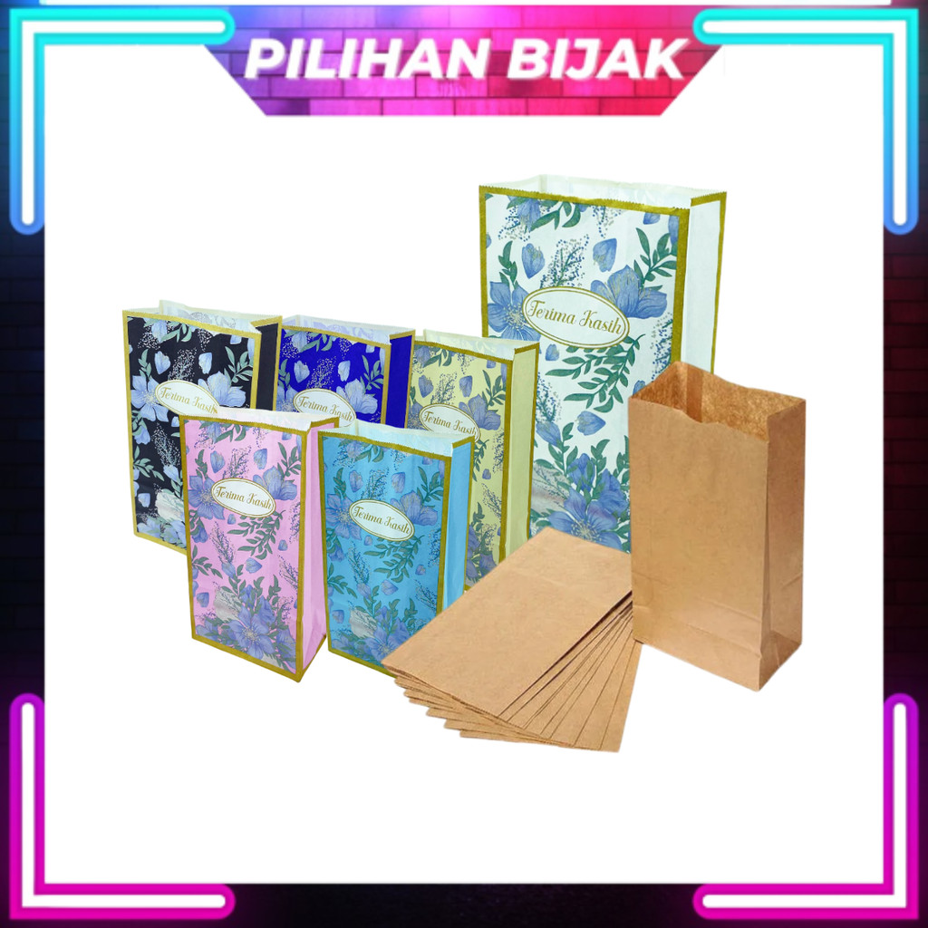 Kraft Paper Bag/ Goodies Bag Doorgift Kahwin Bakery Plaid Gift Bag ...