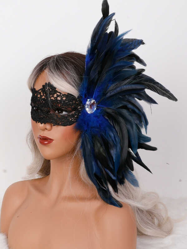 Gothic Style Feather Mask Halloween Party Masquerade Cosplay ...