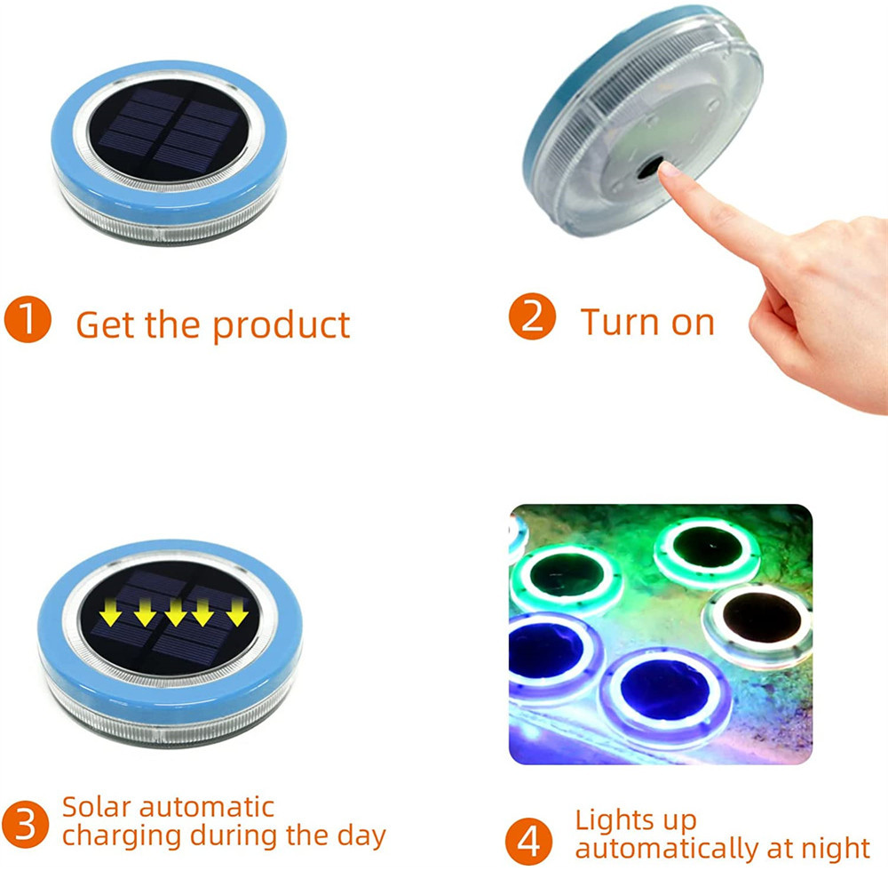 Solar LED Pool Lights Floating Waterproof Pond lights Underwater ...