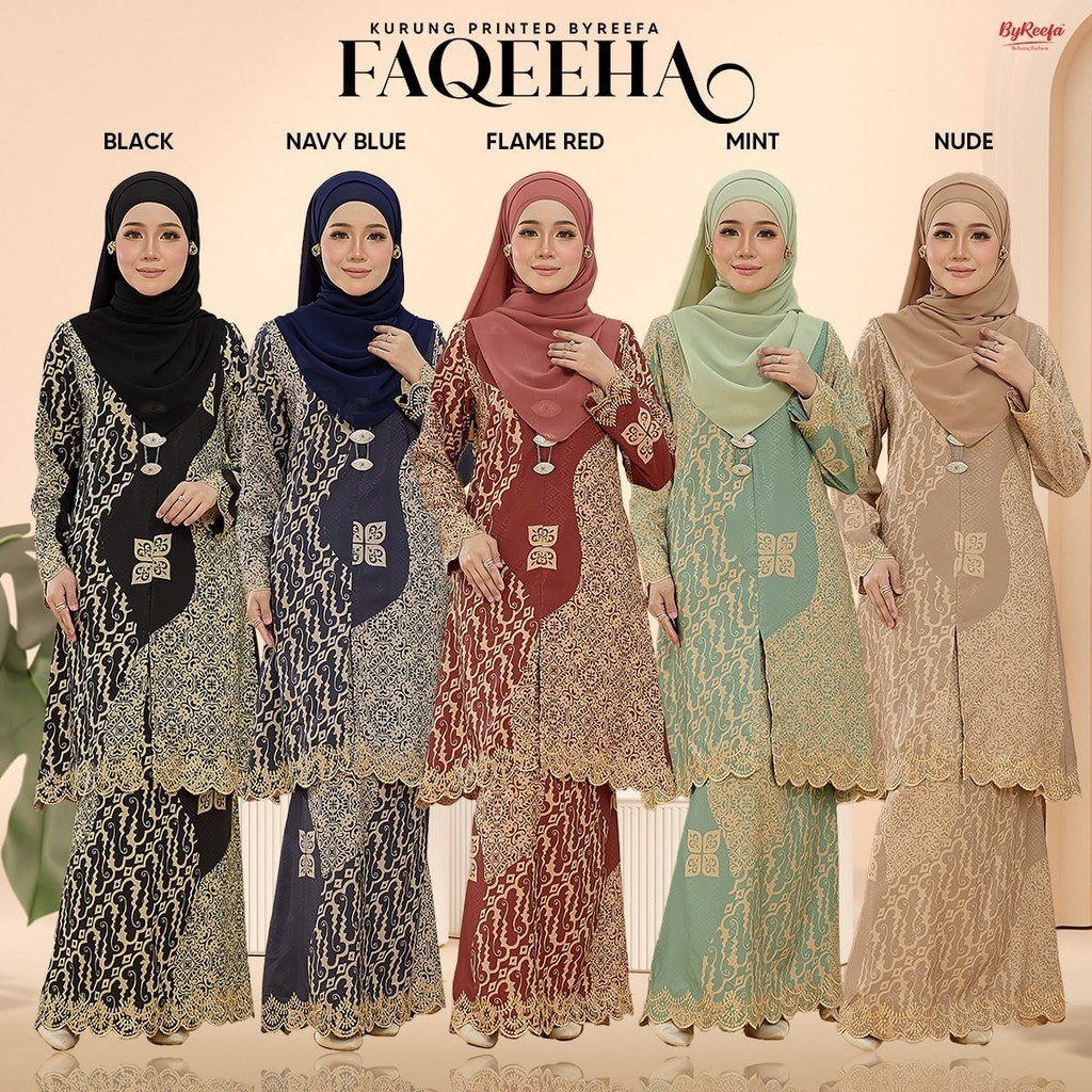 ByReefa | Kurung Printed FAQEEHA | Material Sutera Dobby Sulam Biku | Kain Cutting A | Shopee ...