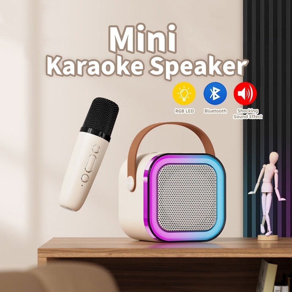 Mini K12 Karaoke Speaker With Microphone Portable Wireless Home KTV RGB Light Audio Set ...