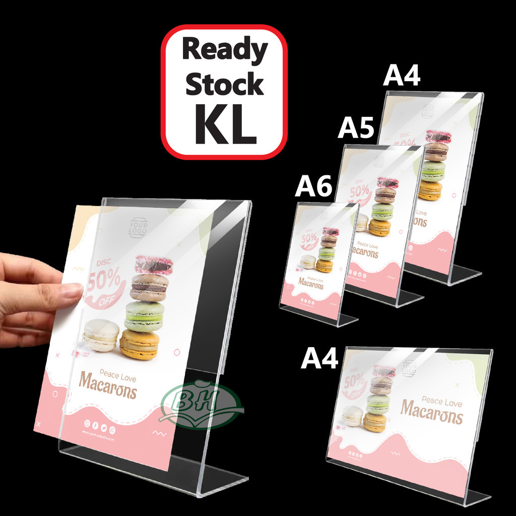 A4/A5/A6 Display L-Stand Acrylic/ Transparent Card Stand/ Paparan| For ...