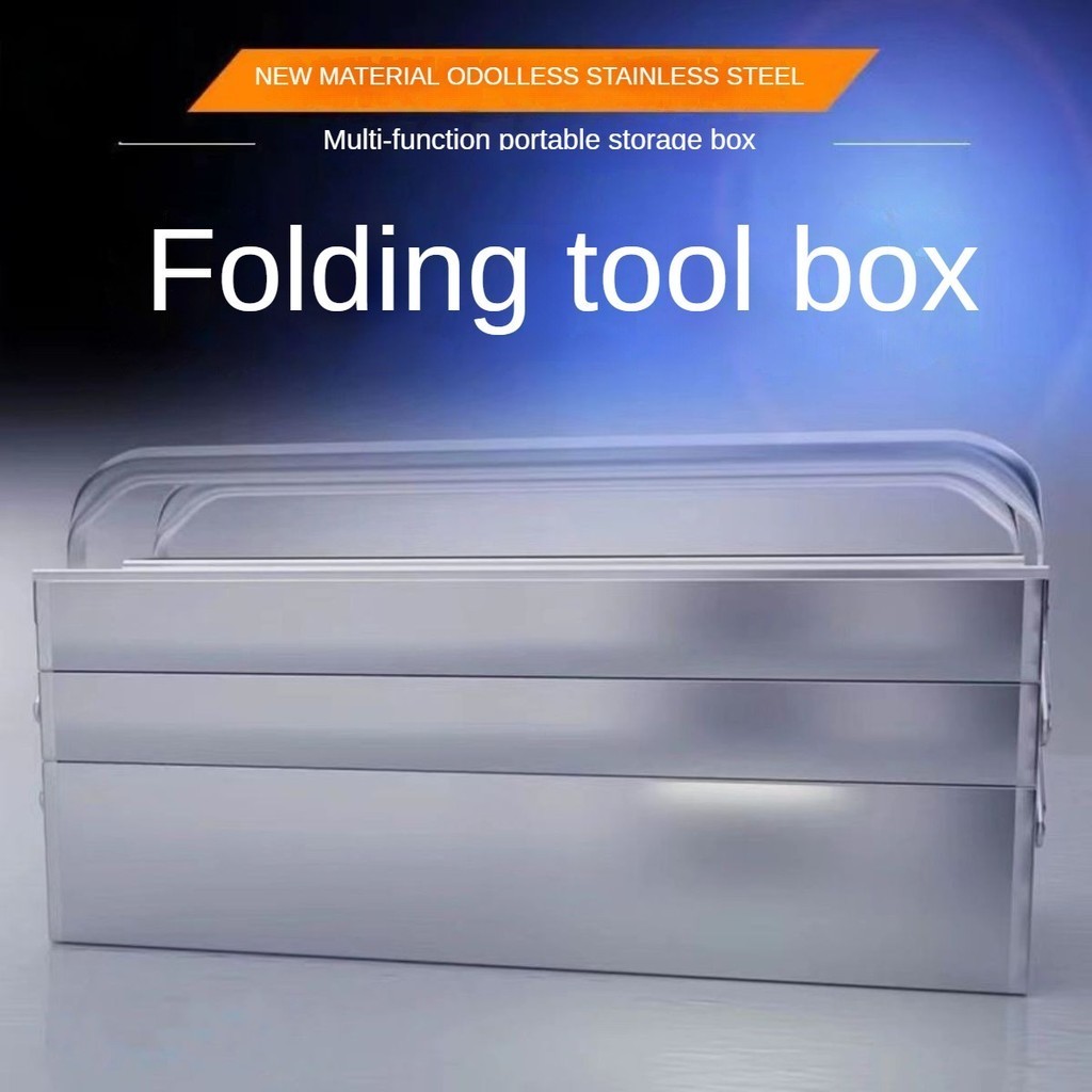 Extra Thick Stainless Steel Toolbox Three-Layer Foldable Household Car ...