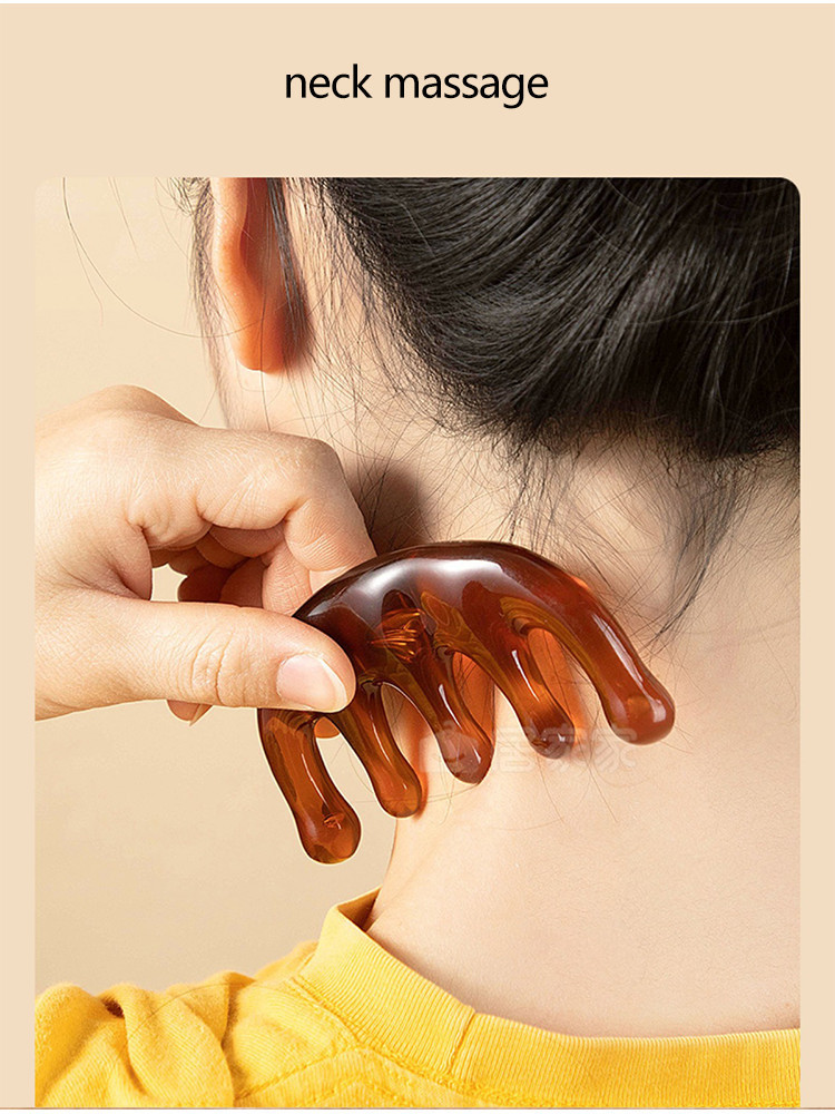 （green）Home Resin Massage Comb Relax Meridians Relieve Stress Maintain ...