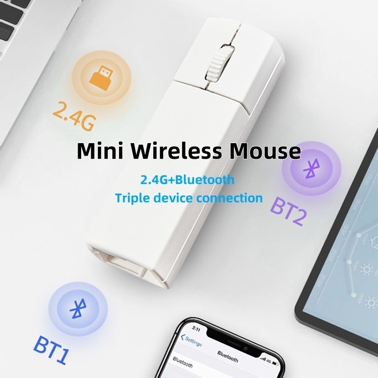 Mini Wireless Mouse 2.4G Bluetooth Mouse Triple Mode Travel Silent ...