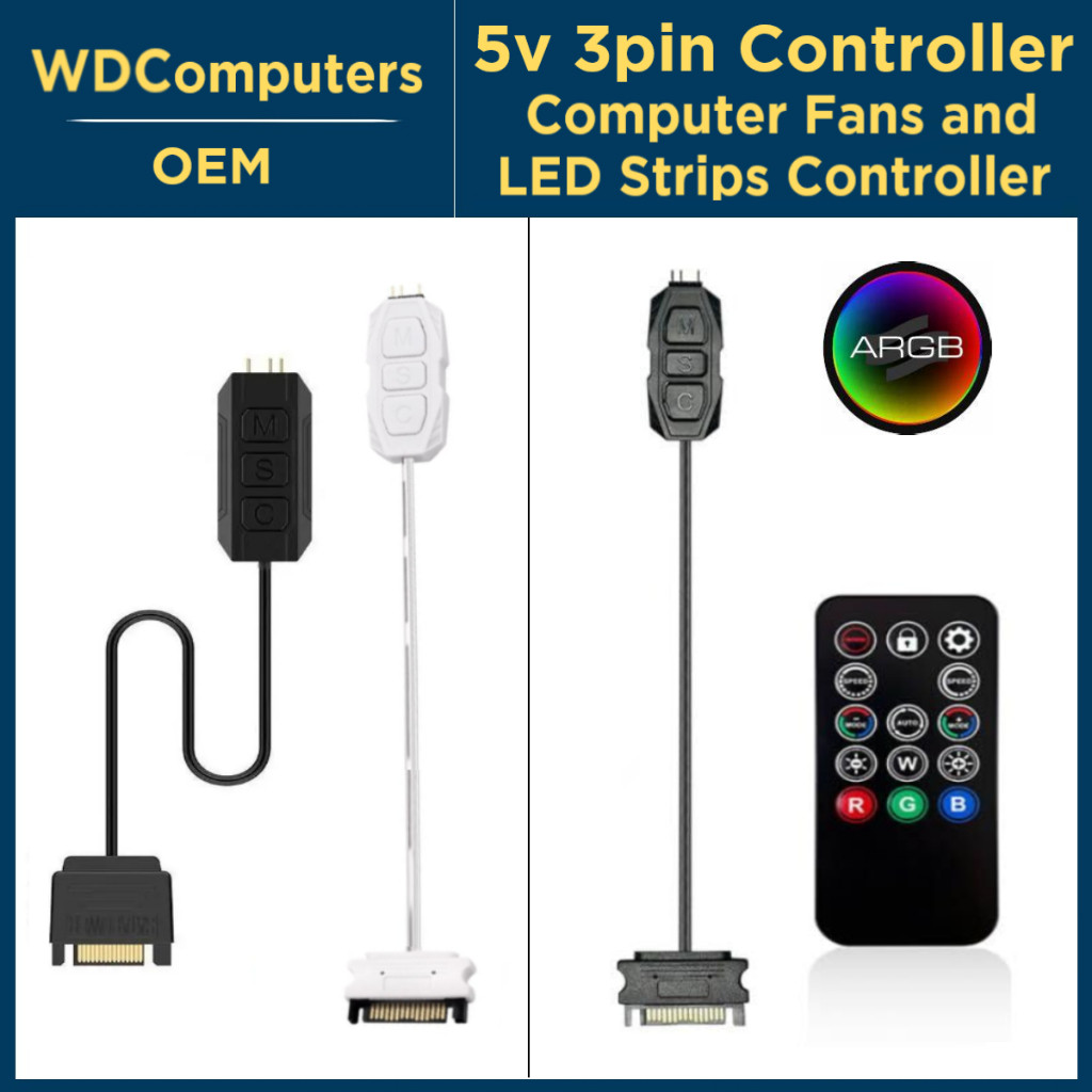 5V 3Pin SATA Power Supply Controller and hubs for Addressable RGB Fan LED Light Strips and CPU ...