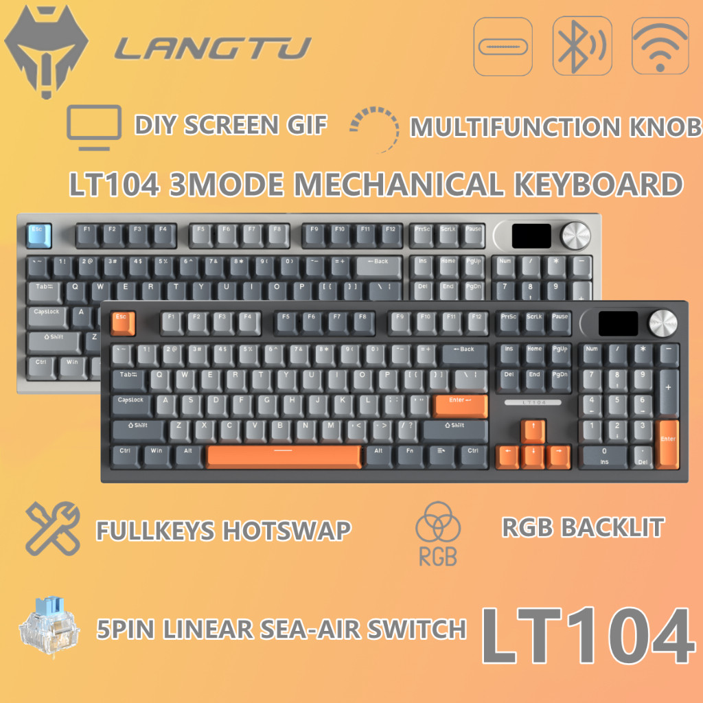LANGTU LT104 Mechanical keyboard RGB backlit Hotswap Knob DIY Screen 3 ...