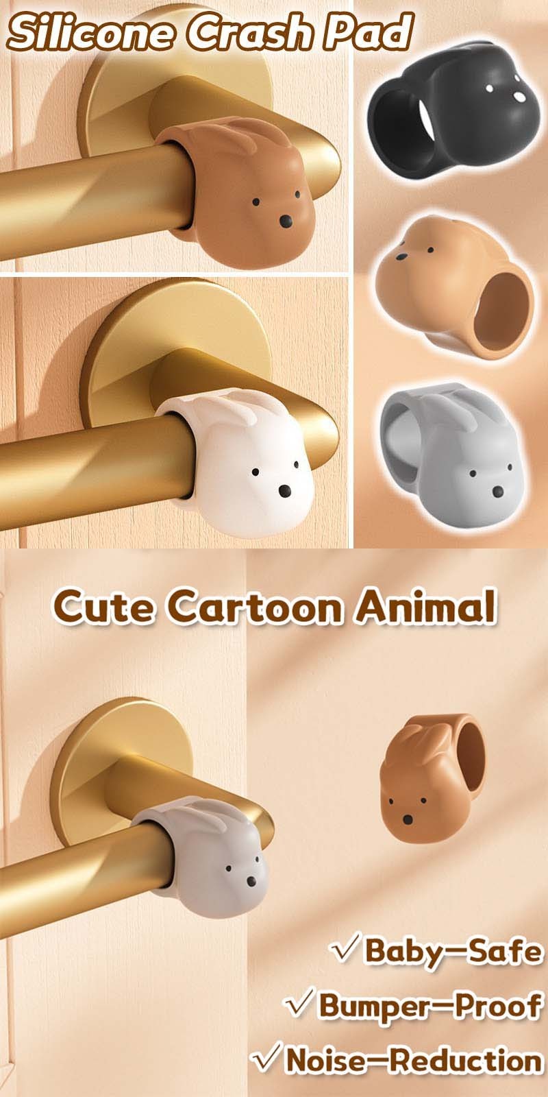 1/2Pcs Cartoon Door Handle Crash Pad - Mute Door Stopper - Silicone ...