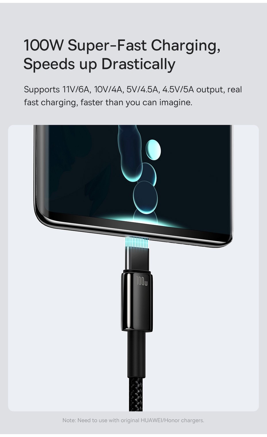 Baseus 100W USB Type C Cable Fast Charging Wire USB-C Charger Data Cord ...