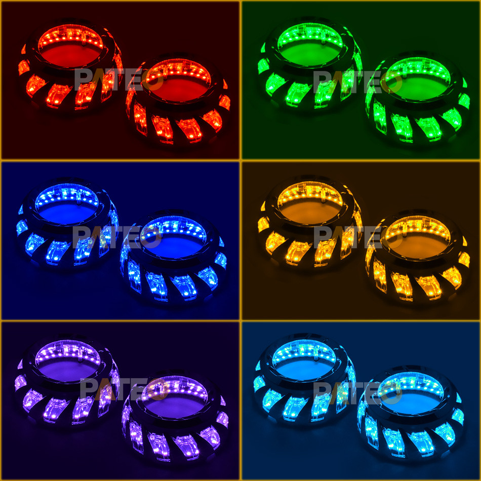 RGB Angel Eyes Dynamic Sequential Halo Shrouds APP Control For 3.0 inch ...