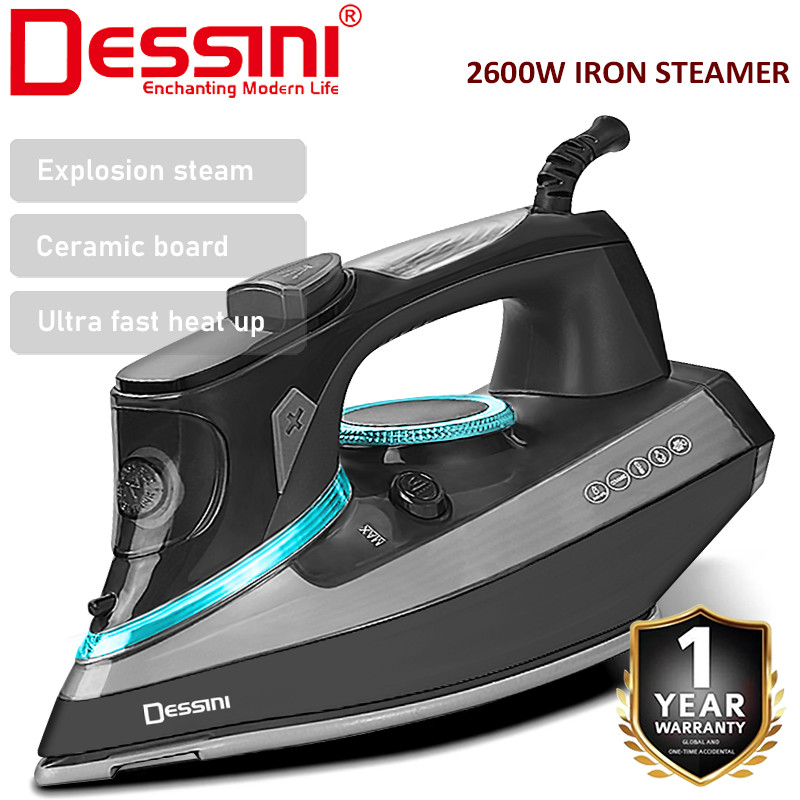 DESSINI ITALY 2600W Electric Ceramic Soleplate Garment Steam Iron ...
