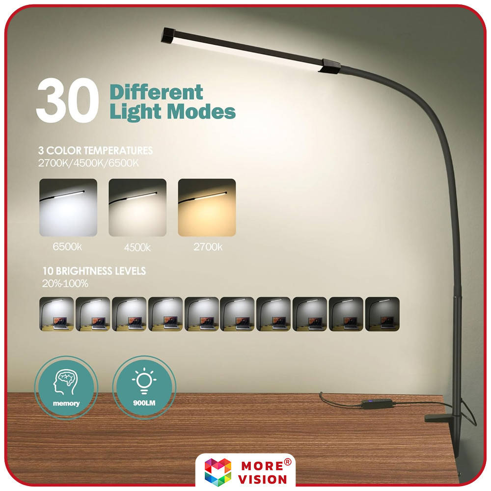 10 Brightness Lampu Meja Study Table Light Double Head Lamp LED ...