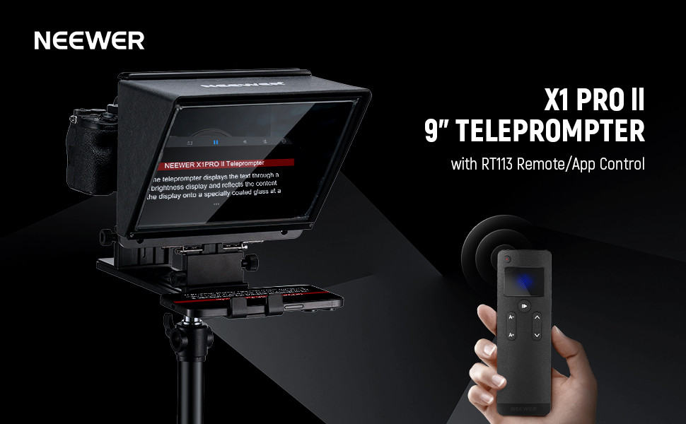 NEEWER X1 Pro II 9" All Metal Teleprompter – RT113 Remote/App, 1s Arca ...