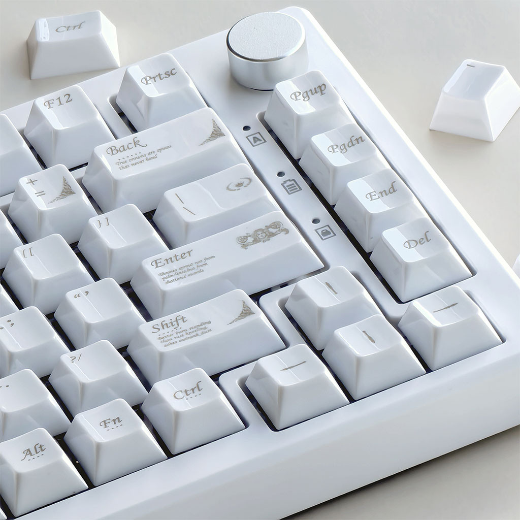 【Porcelain Feeling】Black Similar Porcelain Keycaps Cherry Profile PBT ...