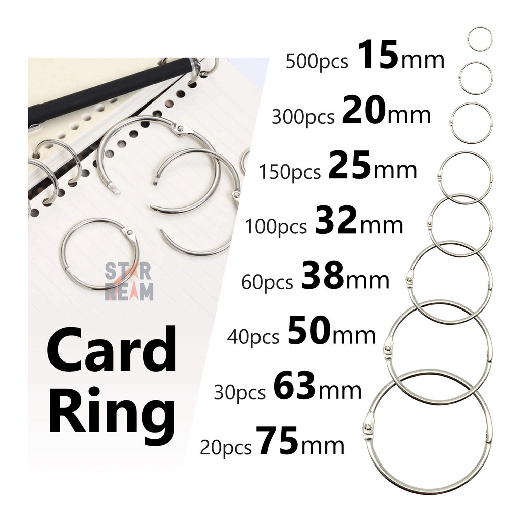 Metal Card Ring/ Book Ring (Big Box)| 15/20/25/32/38/50/63/75mm| Loose ...