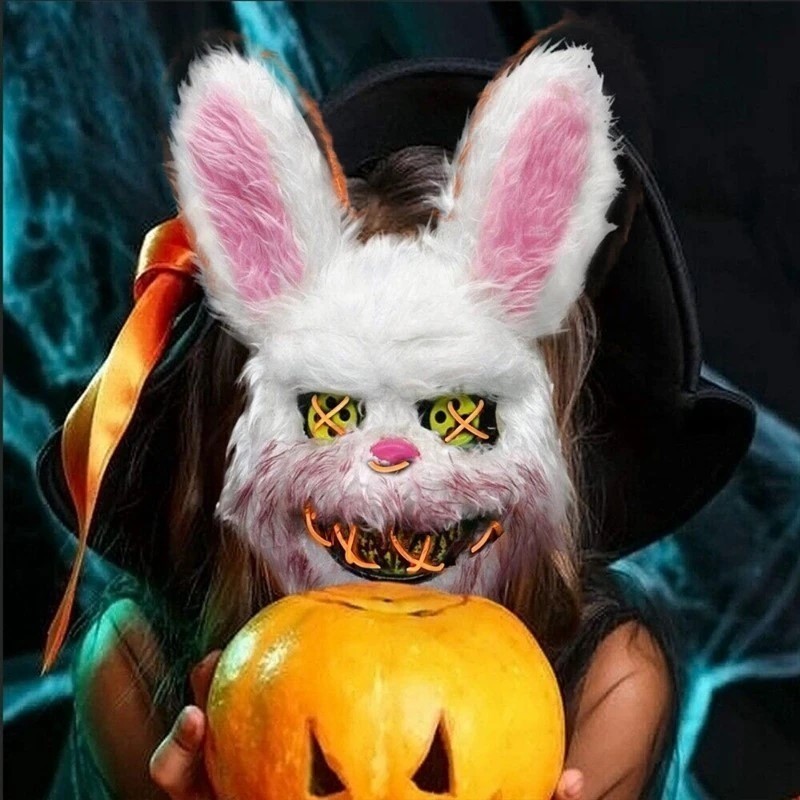 Halloween Plush Luminous Mask - Plush Rabbit Halloween Party Cosplay ...