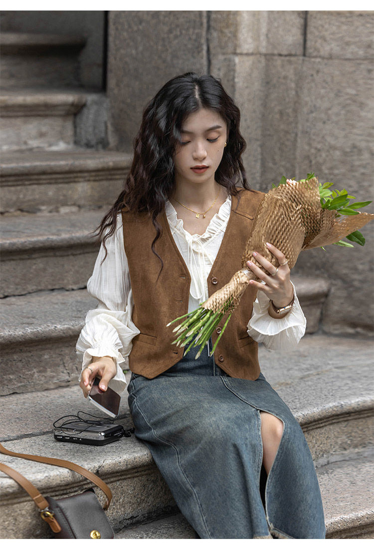 2024 gaya baru rompi retro wanita musim bunga dan musim gugur gaya baru ...