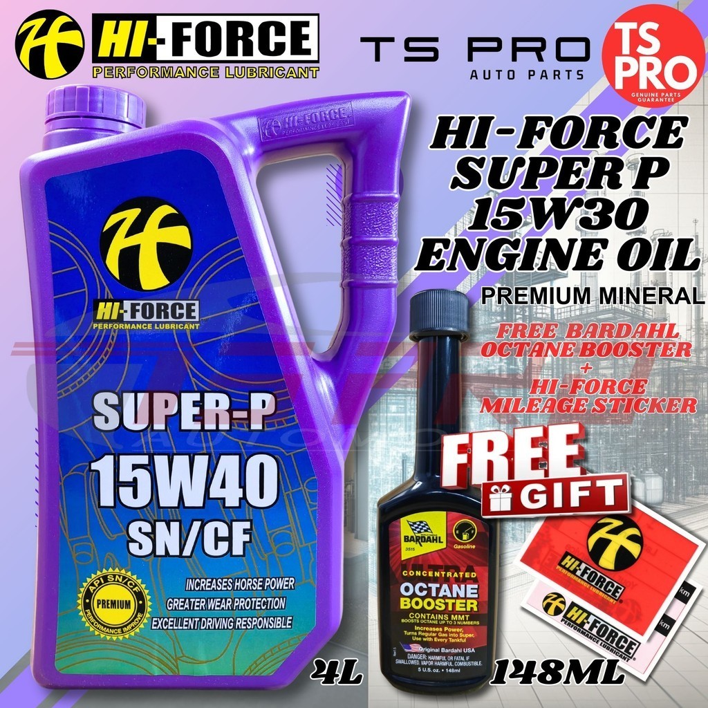 Hi-Force Super K 10W30 API SN/CF Engine 3L - Premium Mineral + Free ...