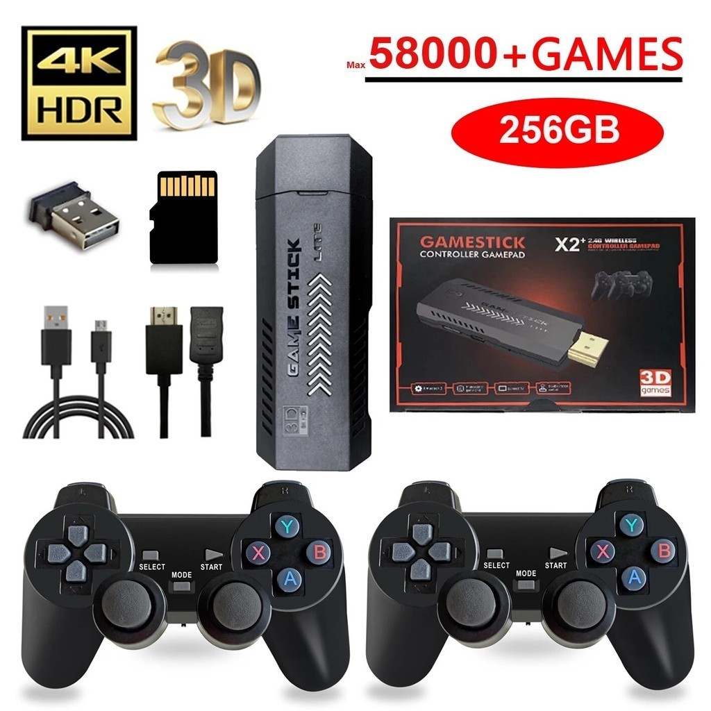 X2 Plus 256G 50000 Game GD10 Pro 4K Game Stick 3D HD Retro Video Game ...