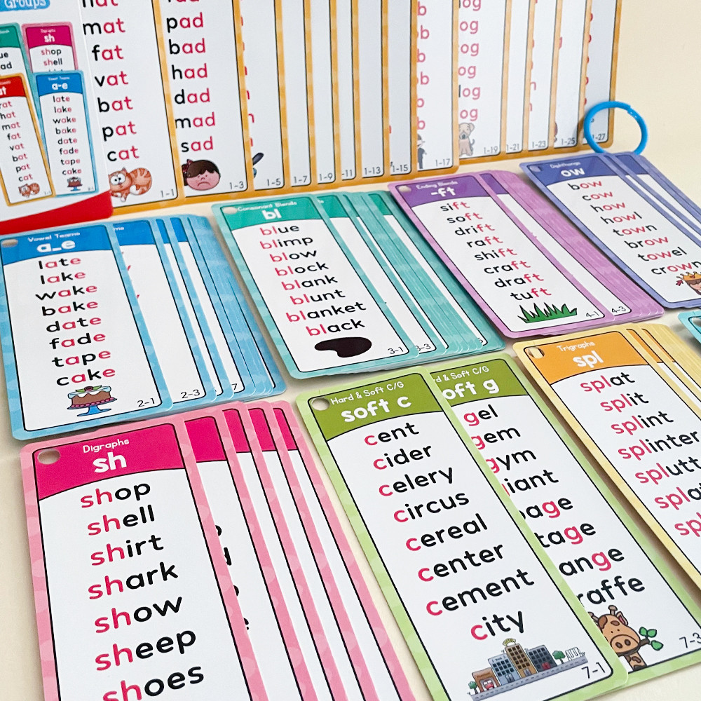 60 Cards 117 Groups Phonics Flash Cards,Digraphs CVC Blending Short ...