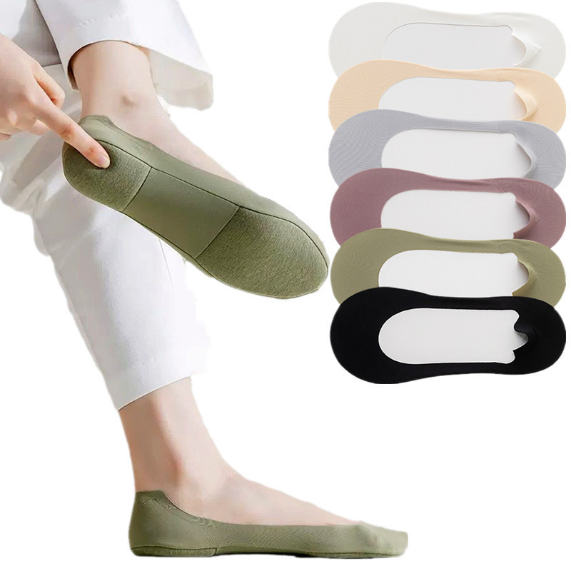 ECMLN Ice Silk Boat Socks for Women Thick Sponge Bottom Sweat ...