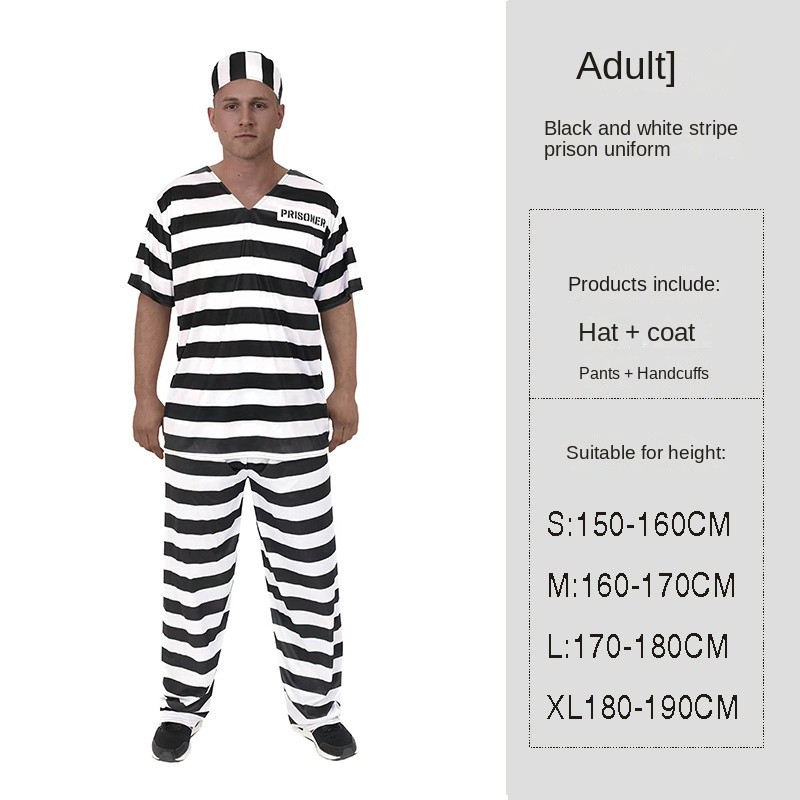 Halloween Adult Prison Uniform Prisoner Uniform Masquerade Party ...