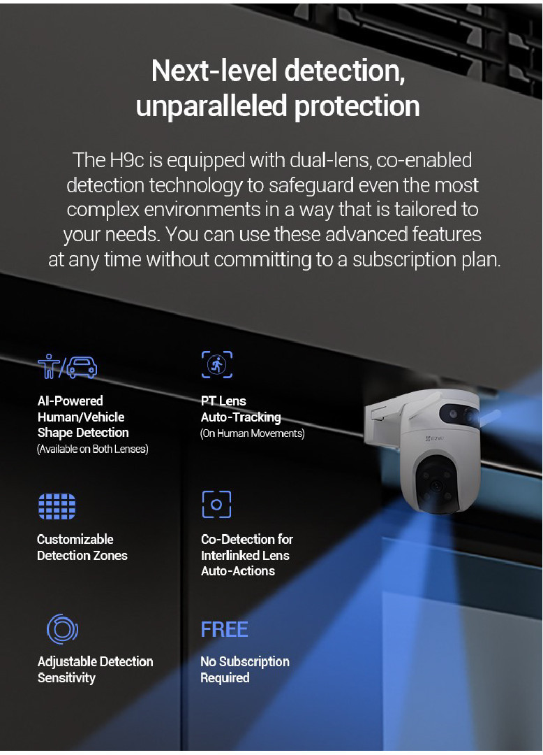 Ezviz H9C Dual 5MP 2K+ Dual-Lens Pan & Tilt Rotate 360° Outdoor Smart ...