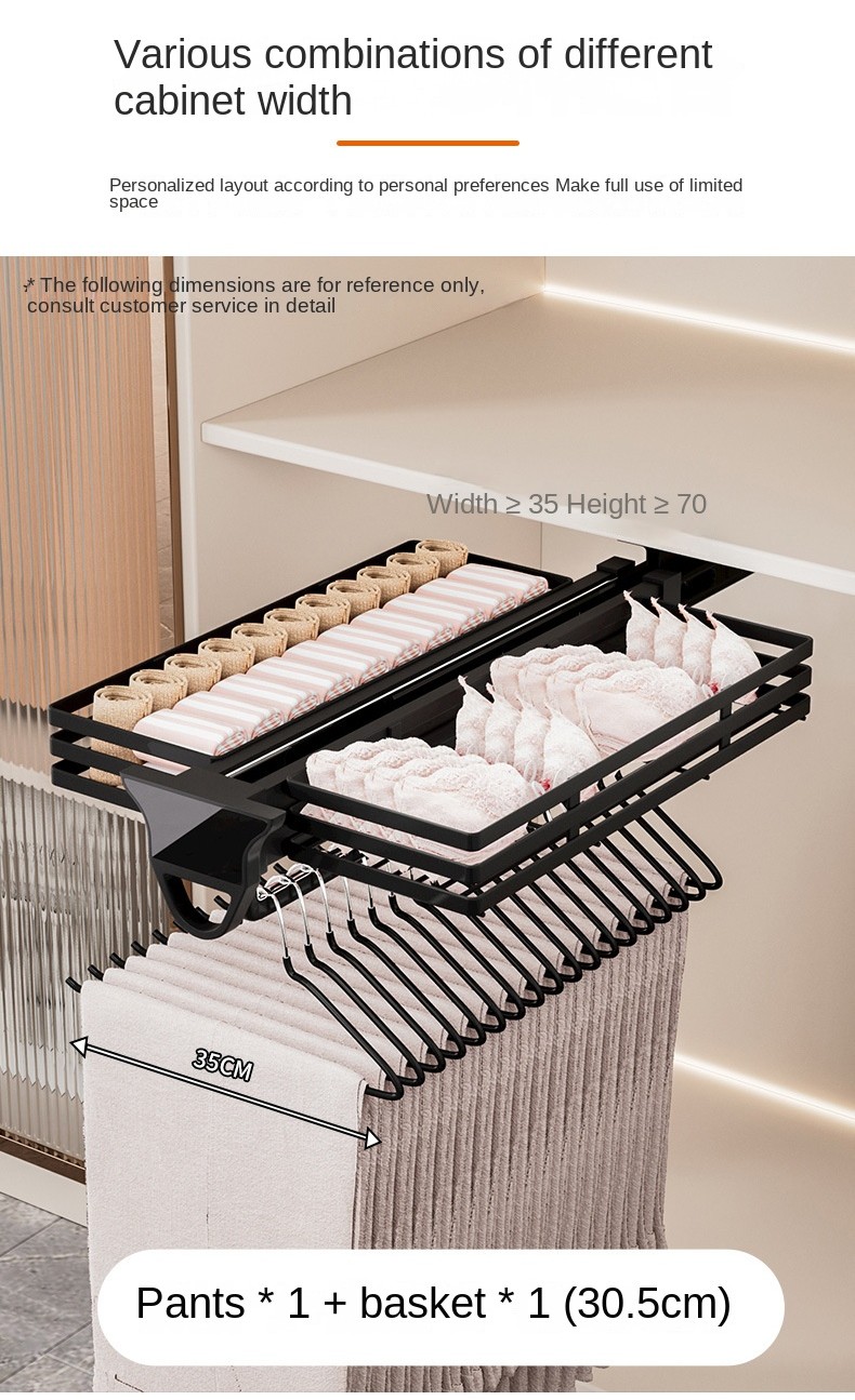 New Top-Mounted Stretchable Pants Rack Wardrobe Built-In Pull-Out ...