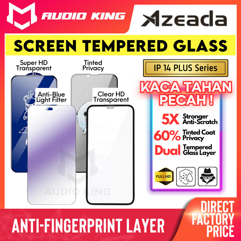 AZEADA Tempered Glass Blueray 9D Screen Protector For IP 14 PLUS Matte ...