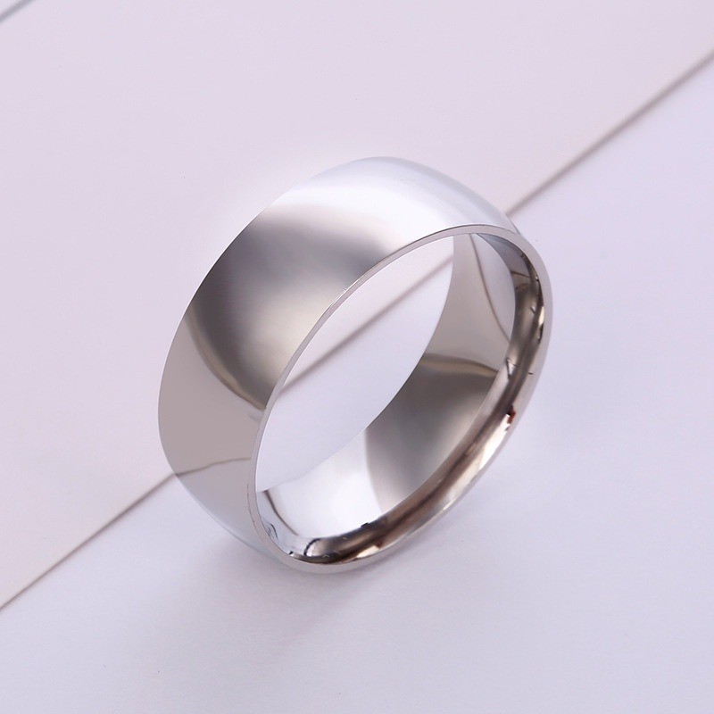 Couple Titanium Steel Ring 8mm Inner Outer Arc Bright Surface Plated ...