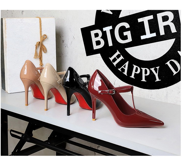Sexy Women's High Heels - Pointed Toe Stiletto with T-Shaped Buckle ...