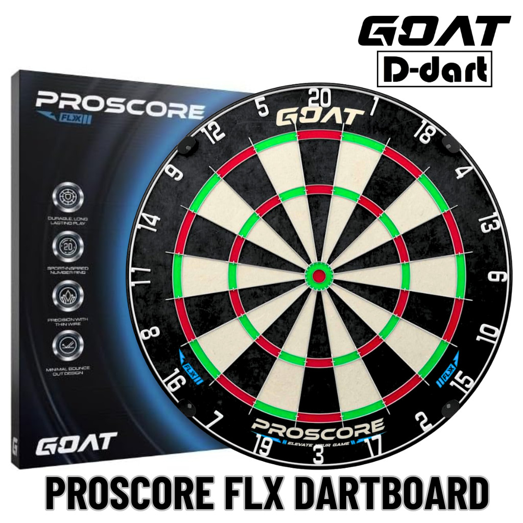 GOAT STEEL TIP DARTBOARD - (PROSCORE FLX) THIN WIRE SISAL BRISTLE DART ...