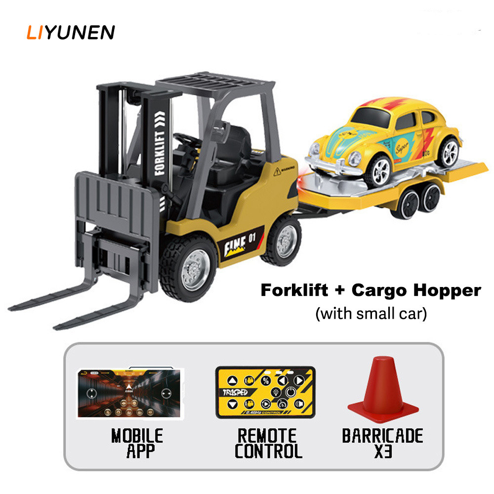 1:64 Mini Alloy RC Forklift Desktop Car 4WD Full-scale Remote Control ...