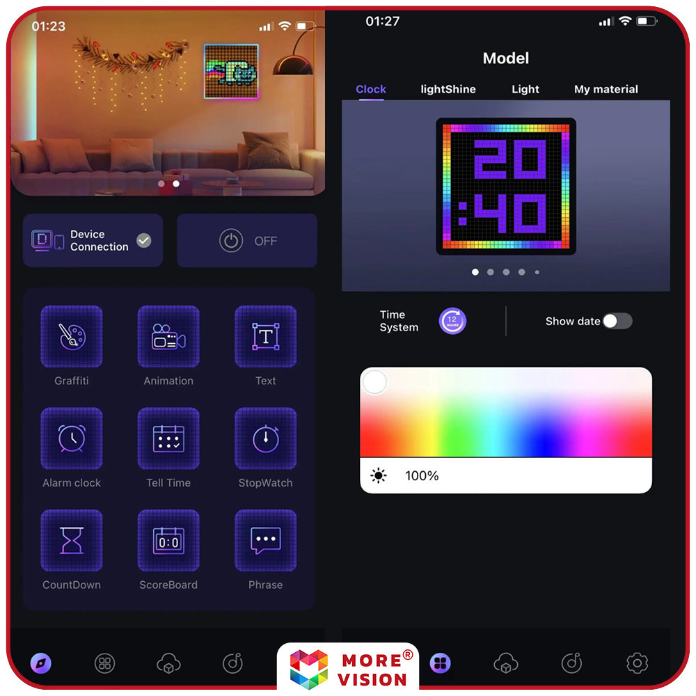 Smart APP Control LED Matrix Pixel Display Screen Board Bluetooth DIY ...