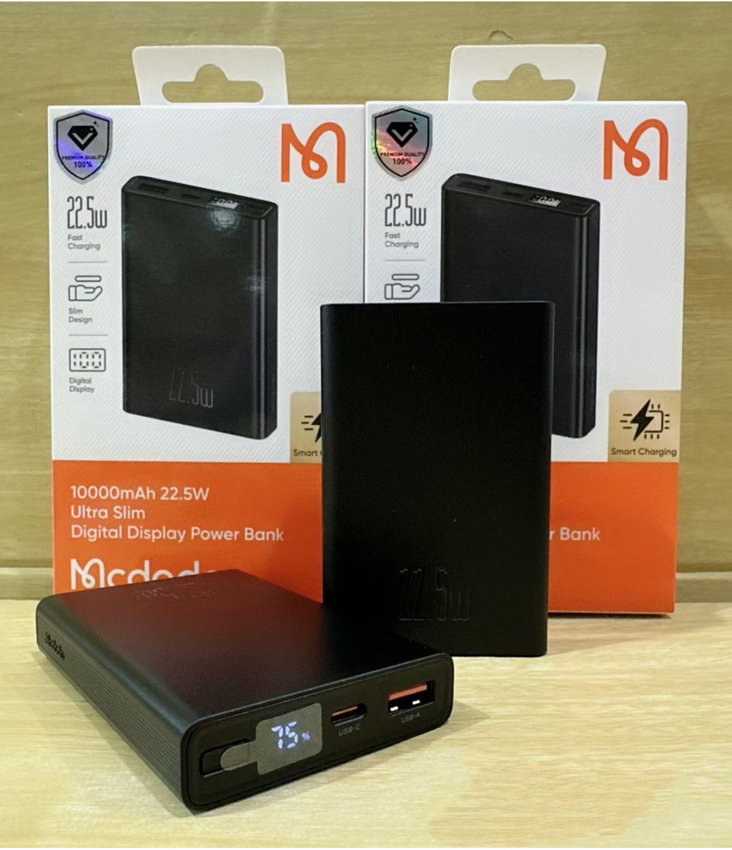 MC.DODO MC-2943 ULTRA SLIM DIGITAL DISPLAY POWER BANK 10000MAH (Black ...