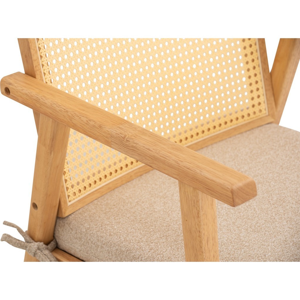 Lanson Arm Chair Japandi Muji Solid Wood rattan back rest Lounge Chair ...