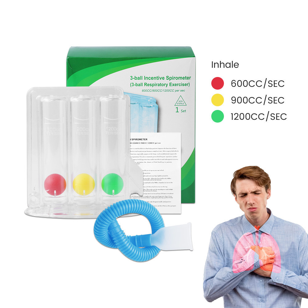 Salorie Deep Breathing Lung Exerciser 3 Ball Incentive Spirometer ...