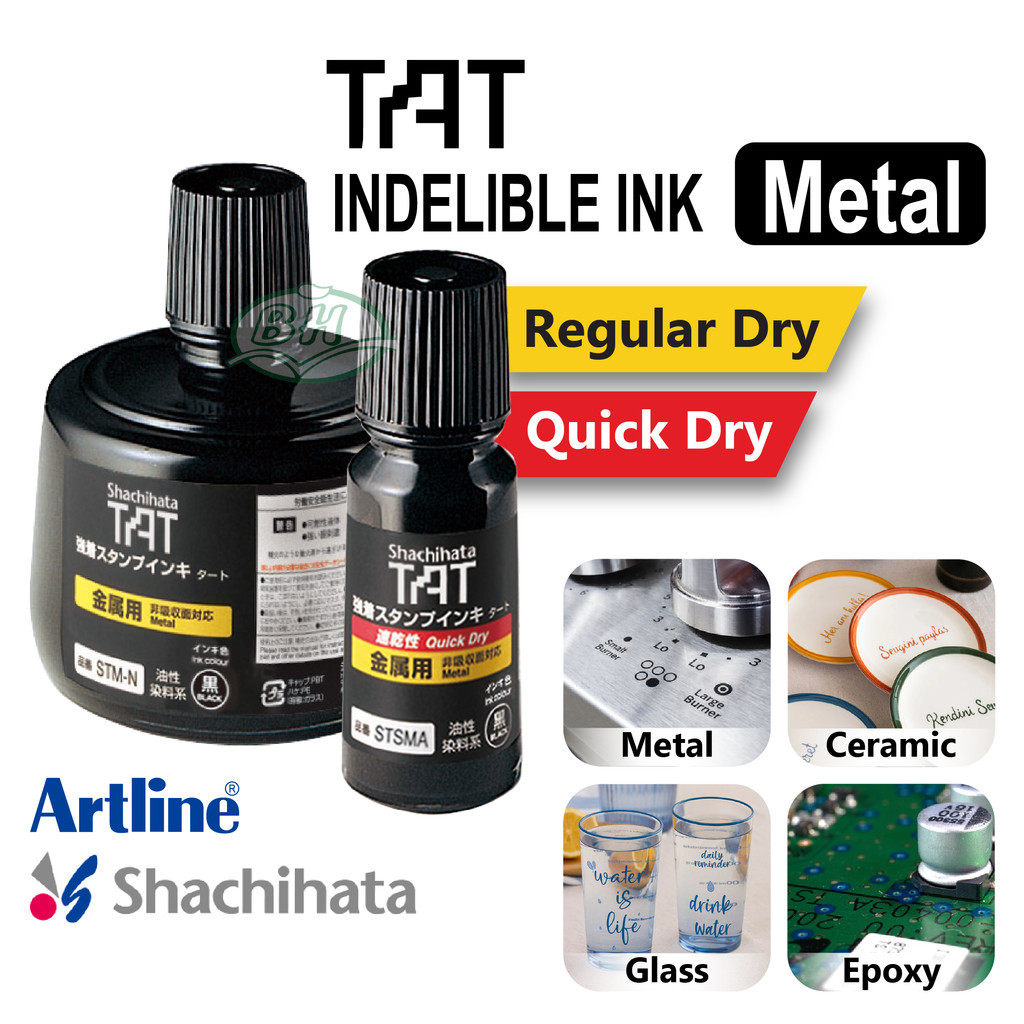 [For Metal/Glass/Ceramic] Shachihata TAT Indelible Ink (Metal) | Packaging Ink/ Stamp Ink ...