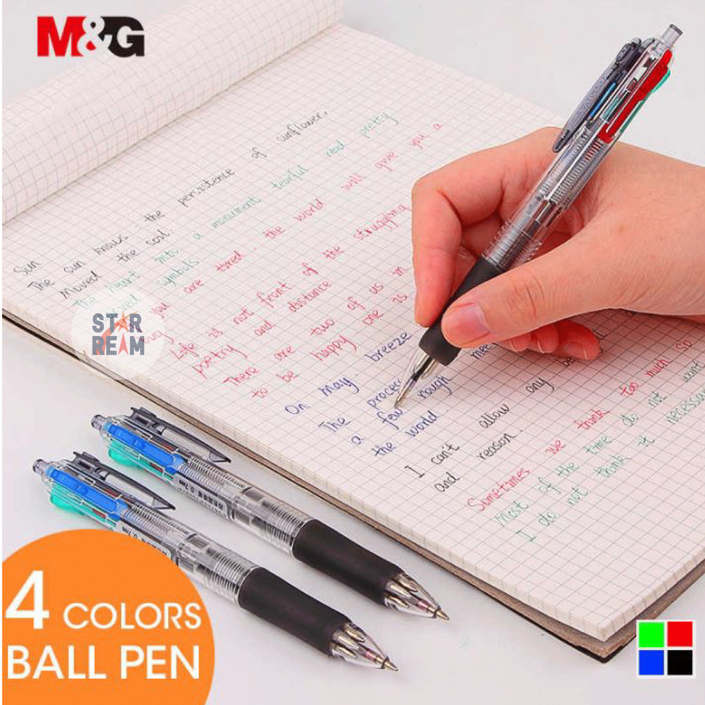 [4 in 1] Smooth Writing Multicolor Ballpoint Pen 0.7mm M&G - Blue ...