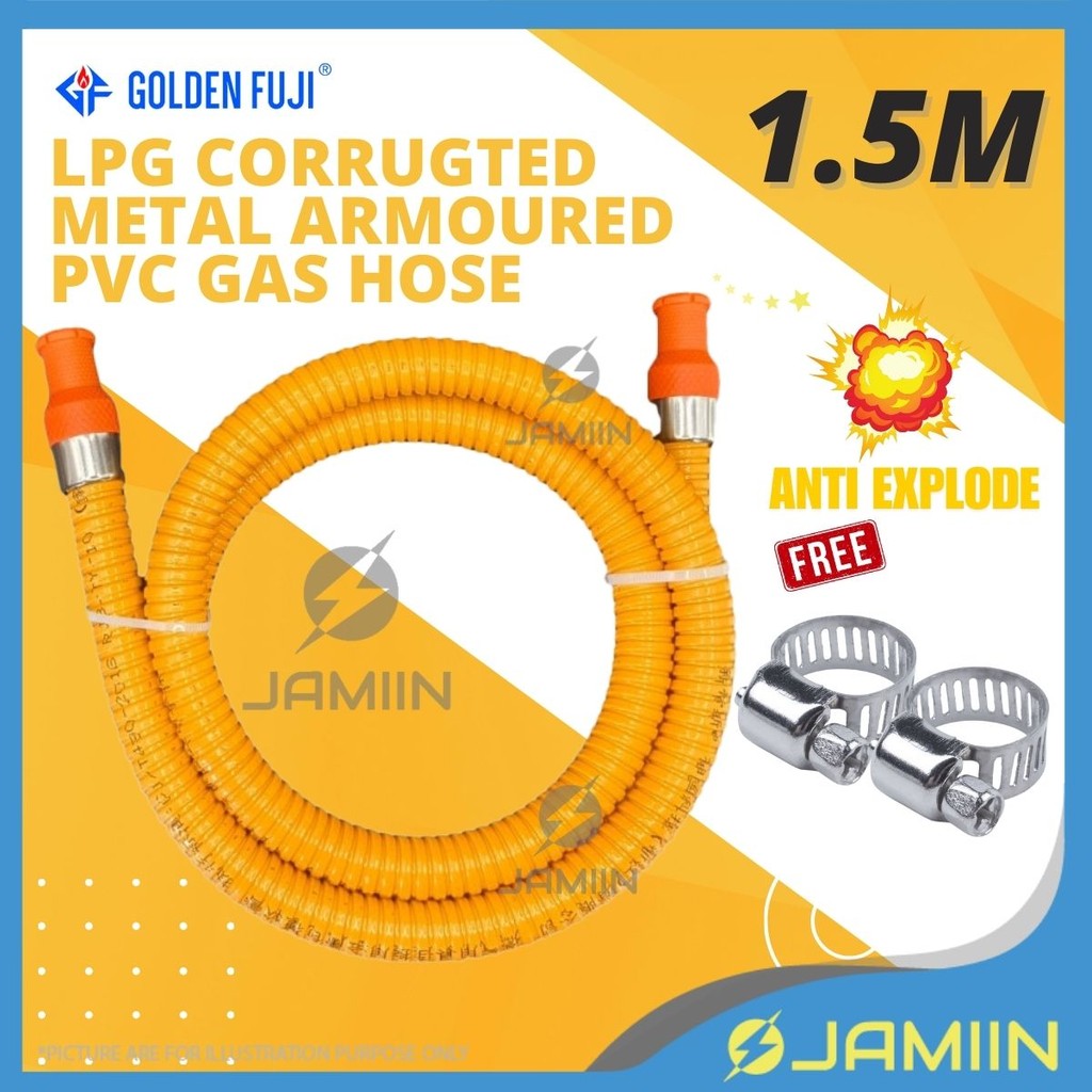 GOLDEN FUJI 1.5 MTR HEAVY DUTY LPG Corrugted Metal Armoured PVC Gas ...