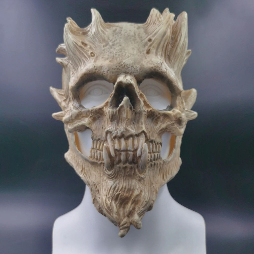 Halloween Half Dragon Warrior Skull Mask Demon Bone Horror Full Face ...