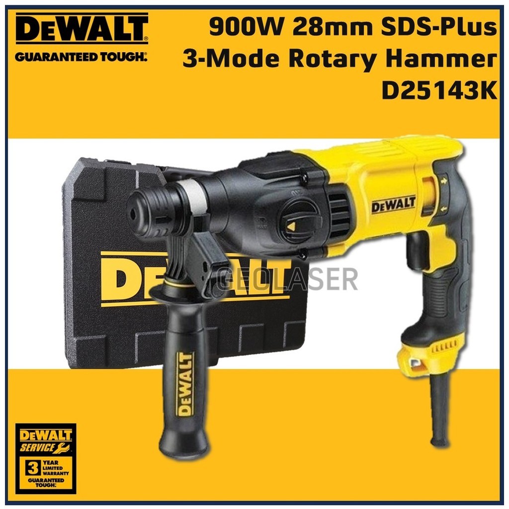 DeWalt D25143K-XD 28mm 900W 3-Mode SDS-Plus Rotary Hammer Drill ...