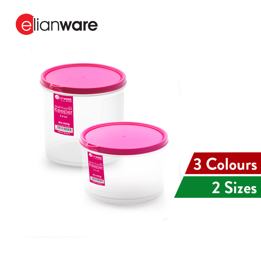 Elianware Round Airtight Food Storage Keeper Milk Coffee Storage Bekas ...