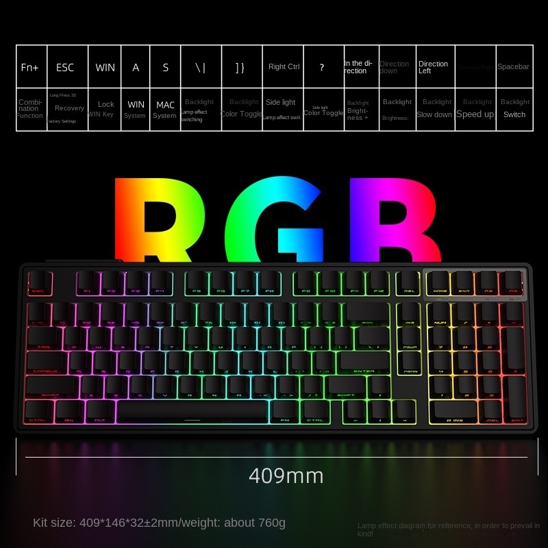 YG102 Mechanical Game Keyboard Kit 5-pin RGB Backlight Programmable ...